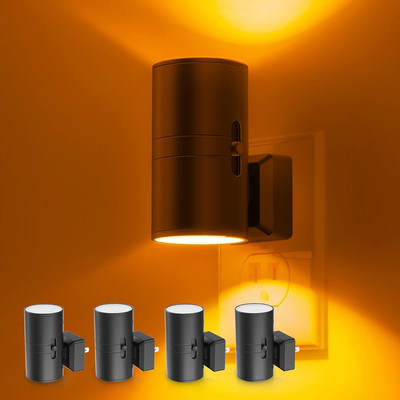 Amber Night Light, 4 X LOHAS Dimmable Night Light, Dusk to Dawn Sensor ...