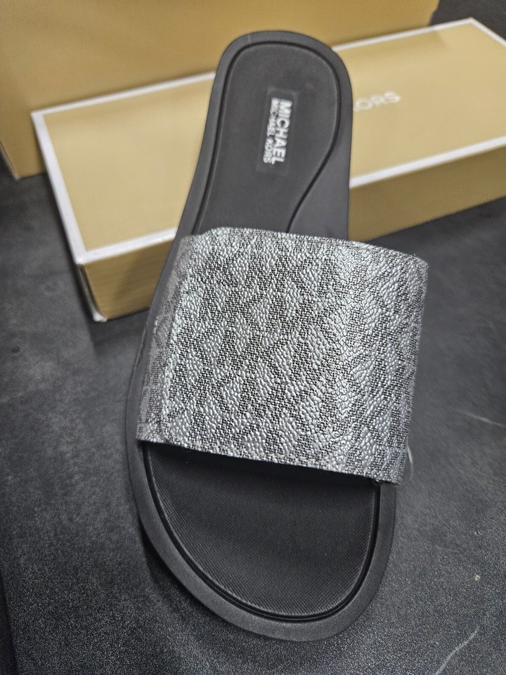 Michael Kors SLIDES Wade Adjustable MK Logo slide Sandal shoes CHOOSE ...