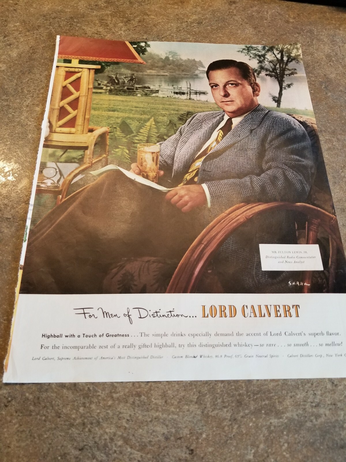 1948 Vintage Print Ad Lord Calvert Men of Distinction. Mr Fulton Lewis ...
