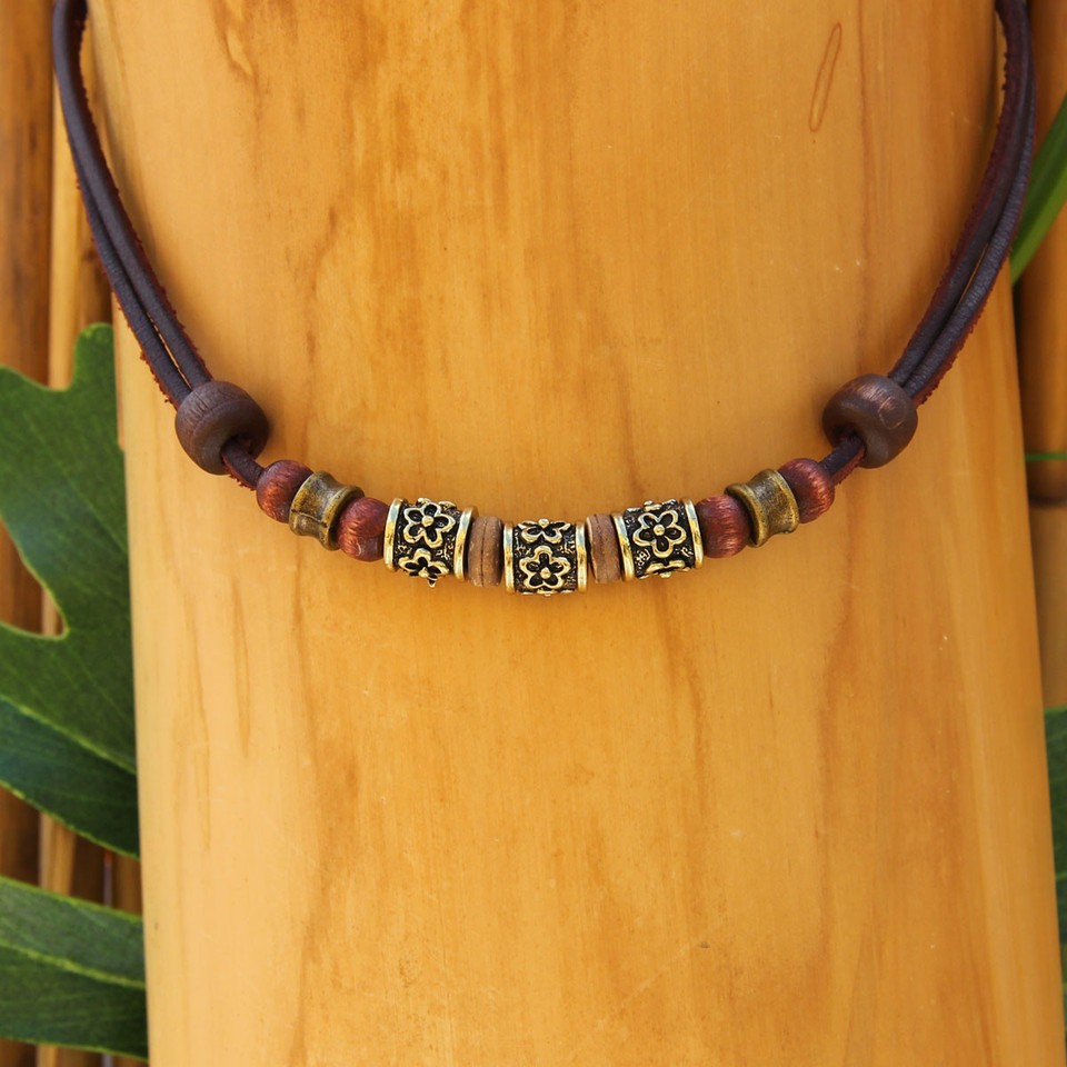 Surfer Necklace Leather Mens Women Surf Jewelery Chain | eBay