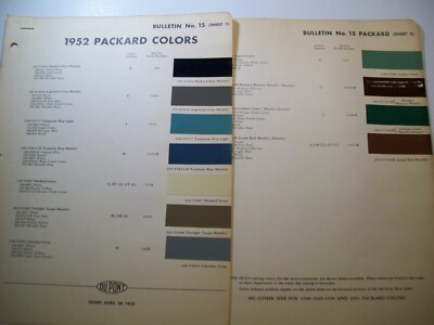 1952 Packard car auto DuPont Paint Chips set | eBay