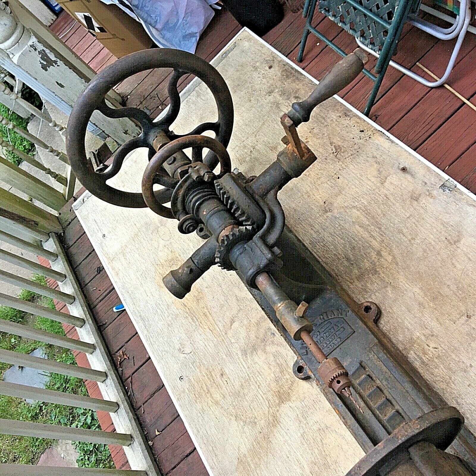 Antique Wells Bros & Co. Little Giant Blacksmith Barn Post Drill Press ...