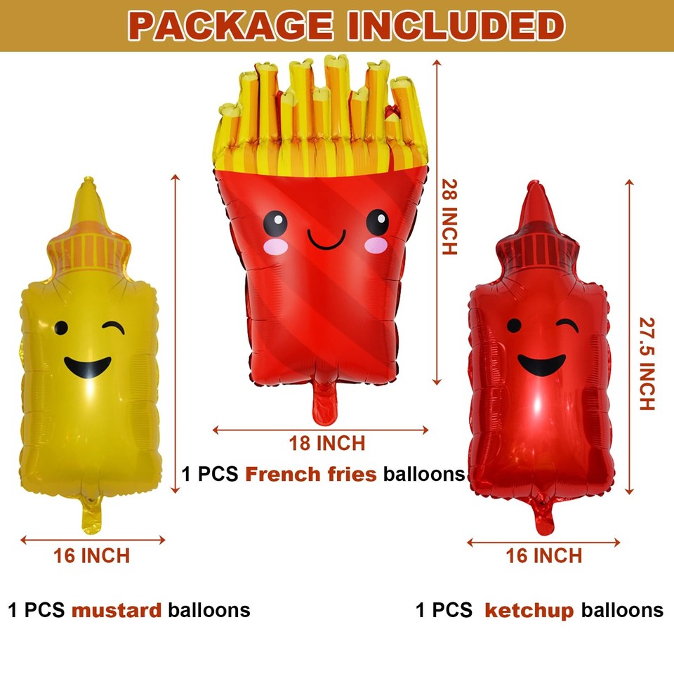 BBQ Party Balloons,5Pcs Food Themed Foil Balloons Hot Dog Hamburger ...