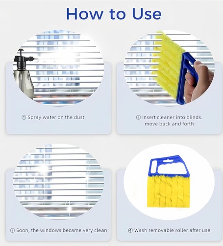 Blue Handheld Mini Blinds Cleaner Shutters, Curtain Brush Dust Remover ...