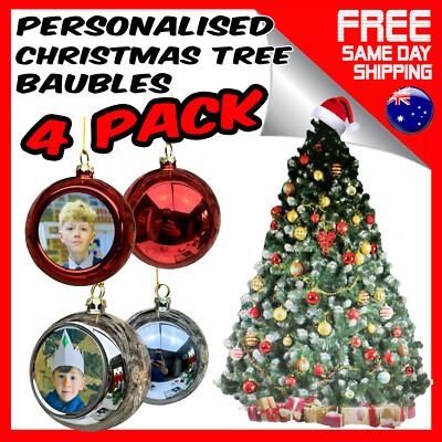 Christmas Tree Baubles Decorations Personalised Photo Xmas Hanging ...