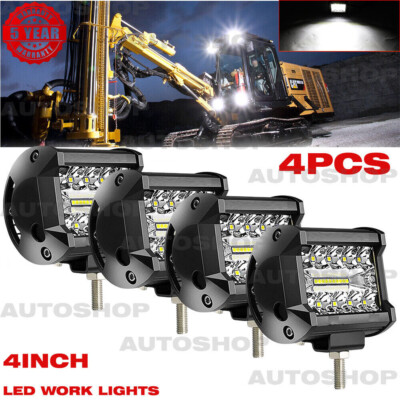 4PCS LED WORK LIGHTS fit Caterpillar Skid Steers Excavator Forklift ...