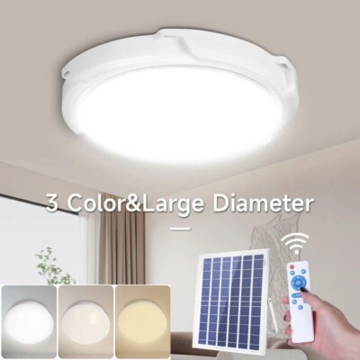 Solar Power Ceiling Pendant Light +Remote Control Outdoor Indoor Lamp ...