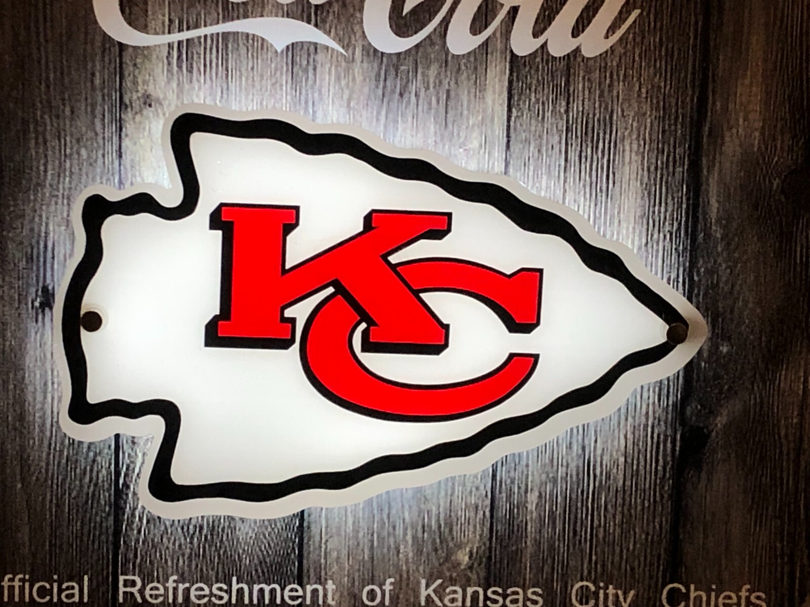 COCA-COLA KANSAS CITY CHIEFS ROUND LED BAR SIGN MAN CAVE DECOR KC ...