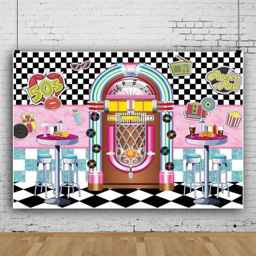 Jukebox Cutout Banner 50'S Rock and Roll Banner Backdrop Birthday Party ...