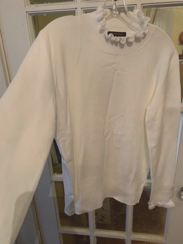 French Connection XL White Babysoft Ruffleneck Jumper, NWOT | eBay