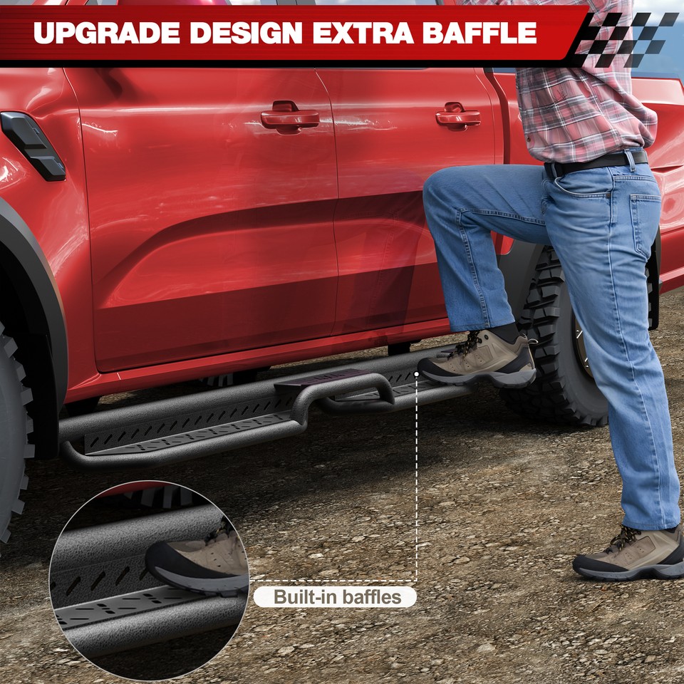 Running Boards For 2019-2024 Ford Ranger Super Crew Cab 4Door Side Step ...