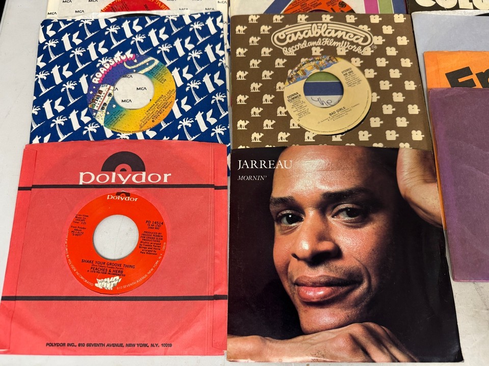 LOT OF 8+ VINTAGE 45 RPM RECORDS ALL WITH SLEEVES & SOME PICTURE ...