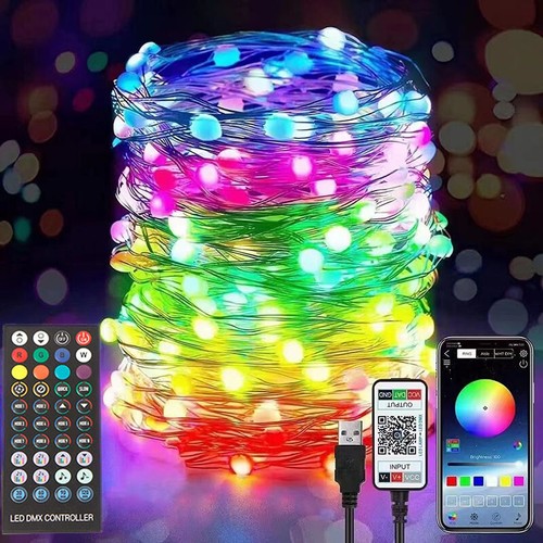 USB RGB LED String Light Music Sync Control Fairy Lamp Christmas Tree ...