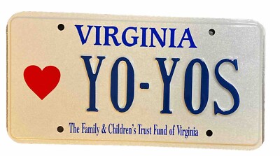 Virginia Personalized Vanity License Plate Va Love Yo-Yos Man Cave Sign ...