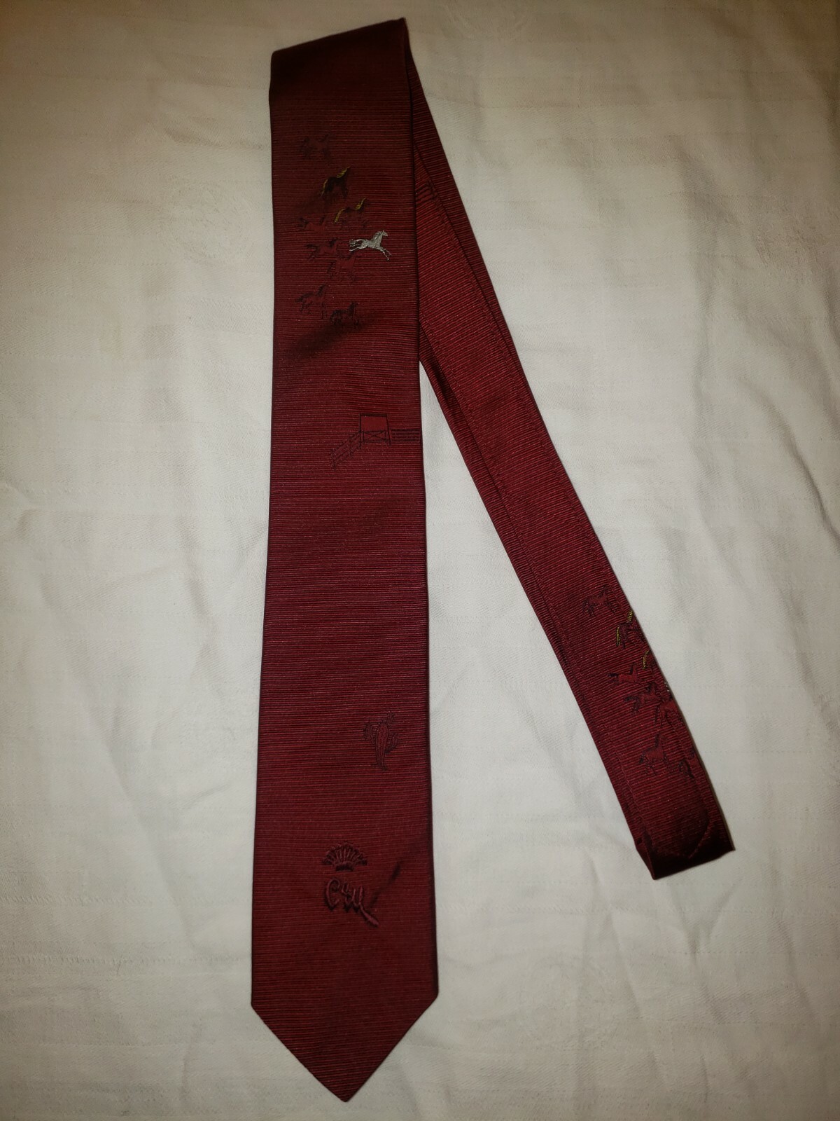 Countess Mara Tie - Vintage Red W/Horses - Gem
