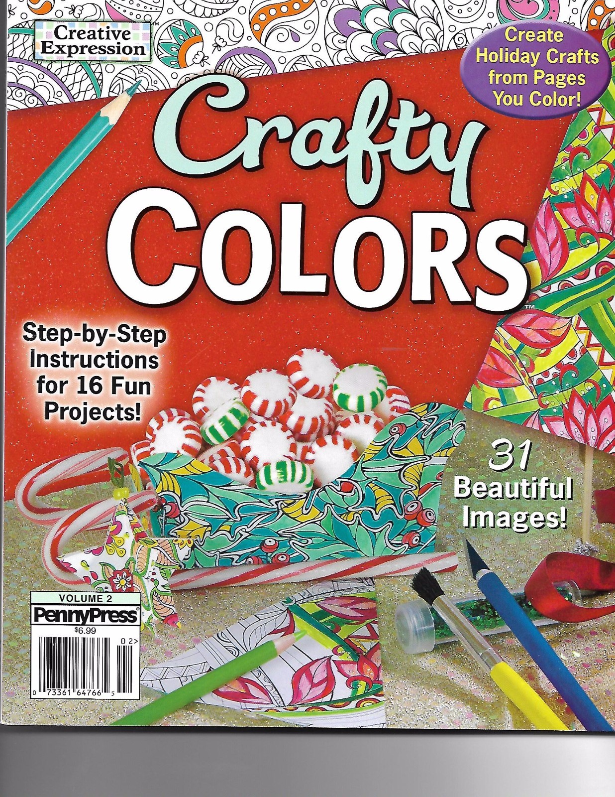 Creative Expression Crafty Colors Vol 2 Holiday Crafts Color Adult ...