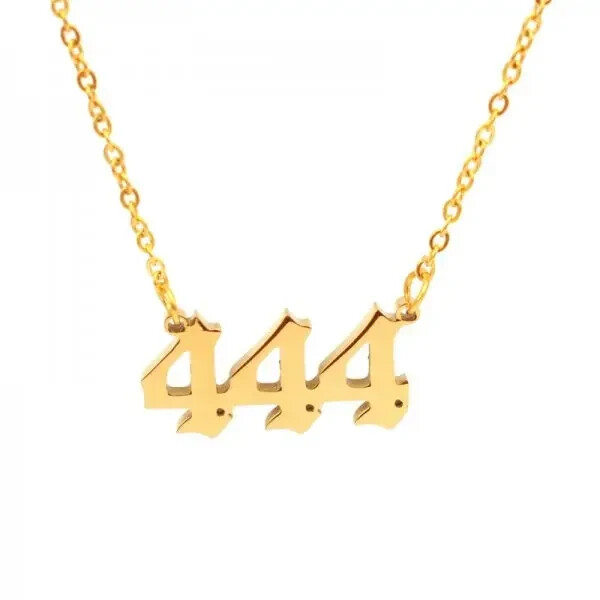 Gold 444 Angel Number Necklace, Jewelry Charms Minimalist Stainless ...