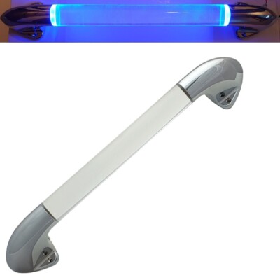 12V 24V LED RV Entry Door Grab Handle Blue Lighted Assist Bar Motorhome ...