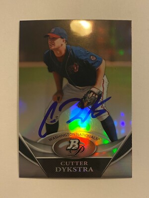 Cutter Dykstra Signed Bowman #BPP77 2011 Card Washington Nationals Auto ...