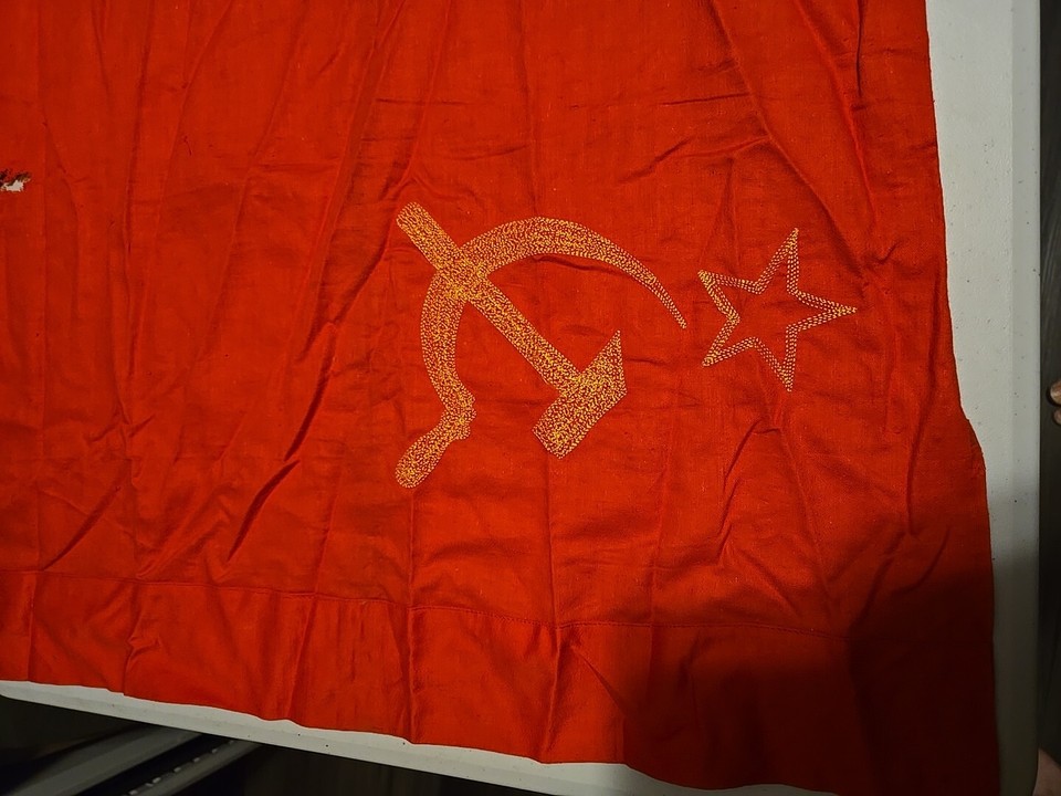 1955 - 1960 Original Stitched Soviet Hammer Sickle Flag 46" X 23 ...