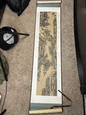 Brocade DRA Wings Chinese Silk Scroll Riverside Scene at Qingming ...