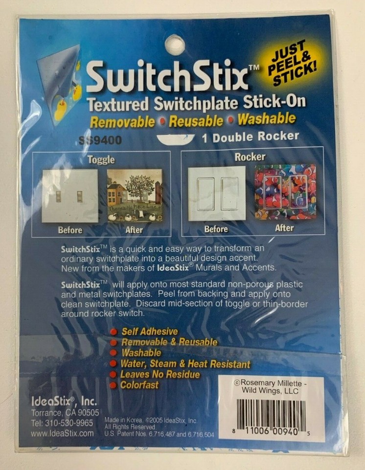 Switchstix Decorative Textured Switchplate Stick-On Double Rocker Bear ...