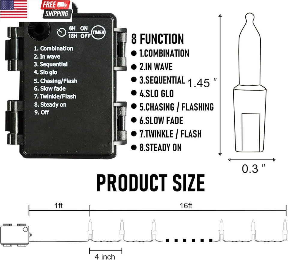 Halloween Mini String Lights, 2 Pack Total 100 LED 32 FT Waterproof ...