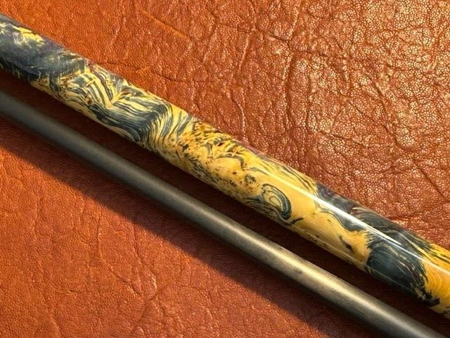 TNT Custom Pool Cue 1 of 1 With Carbon Fiber Shaft. Yellow Cedar Burl ...