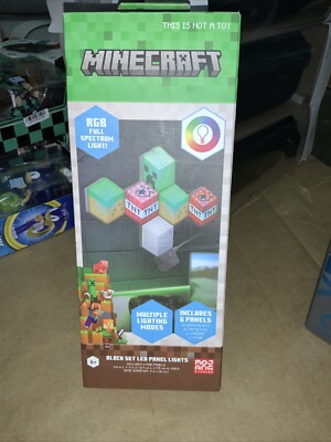 NEW Minecraft MOB and Blocks LED RGB Panel Set of 6 Novelty Wall Lights ...