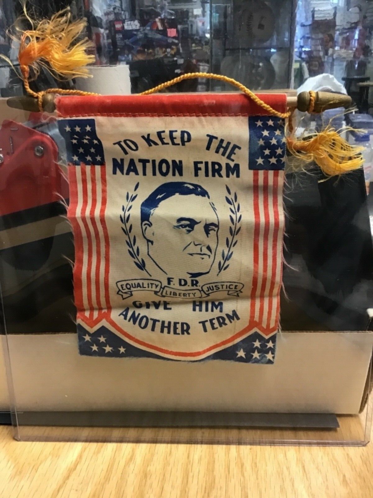 1936 FDR Campaign Banner With Original Hanging Materials | eBay