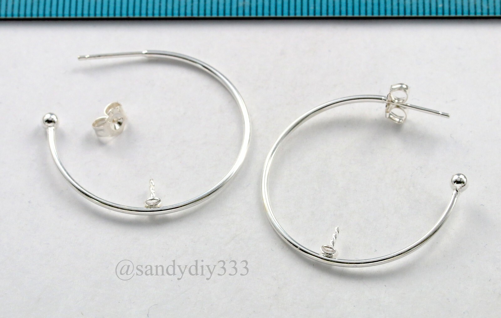 2x STERLING SILVER EAR WIRE ROUND HOOK EARRINGS with PEARL 3mm CUP PIN ...