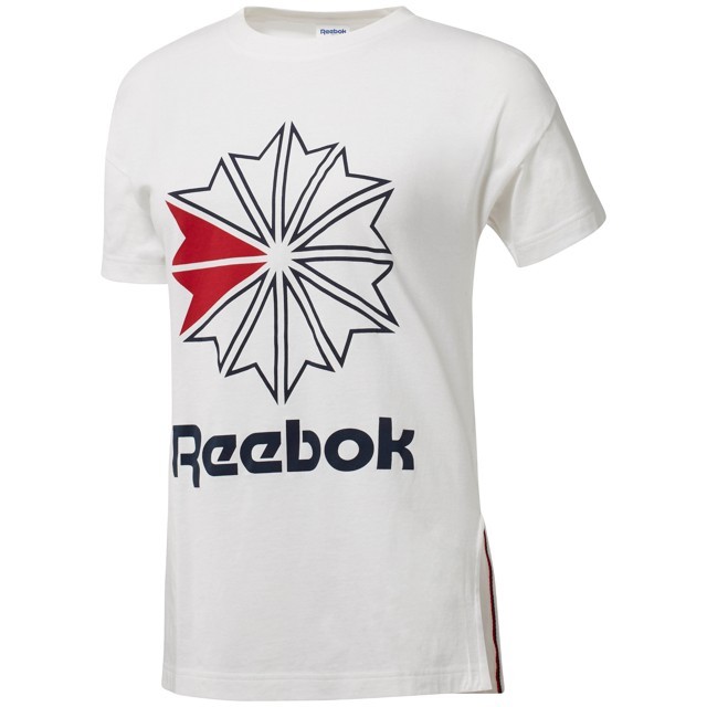 Reebok Classics Women's Starcrest Logo T-Shirt (White/Collegiate Navy ...