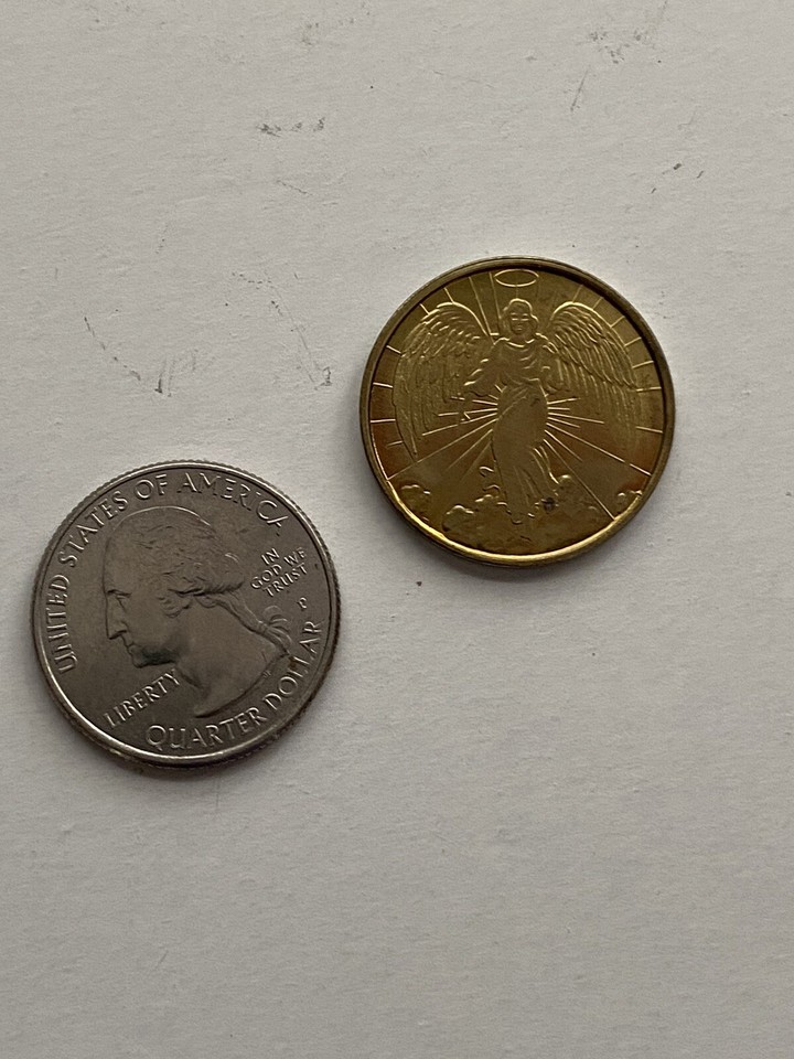 Angel In My Pocket Coin Gold Color Double Sided Guardian Angel Good ...