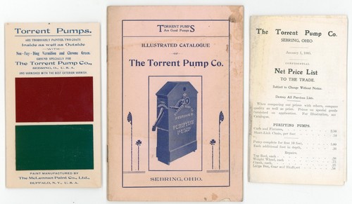 1905 Torrent Pump Co Sebring OH Lot Illustrated Catalog Paint Sample ...