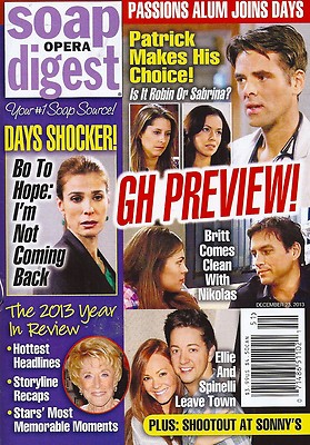 Soap Opera Digest December 23 2013 Year in Review Tristan Rogers Cady ...