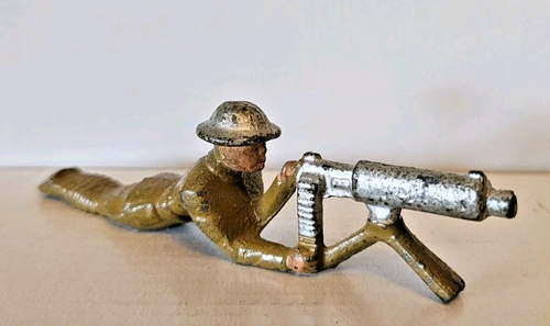 SOLDIER PRONE @ MACHINE GUN GREY IRON CAST IRON BARCLAY MANOIL | eBay