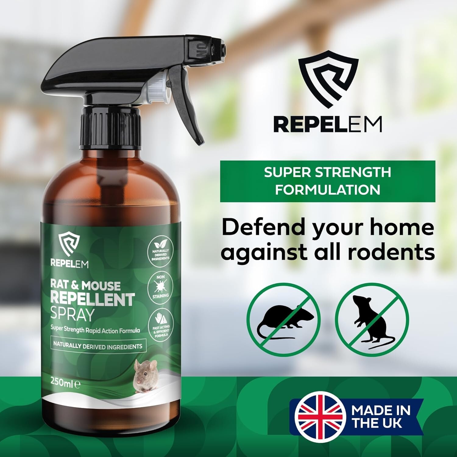 REPELEM Rat & Mouse Repellent Spray - 250ml Fast Acting Safe Around ...