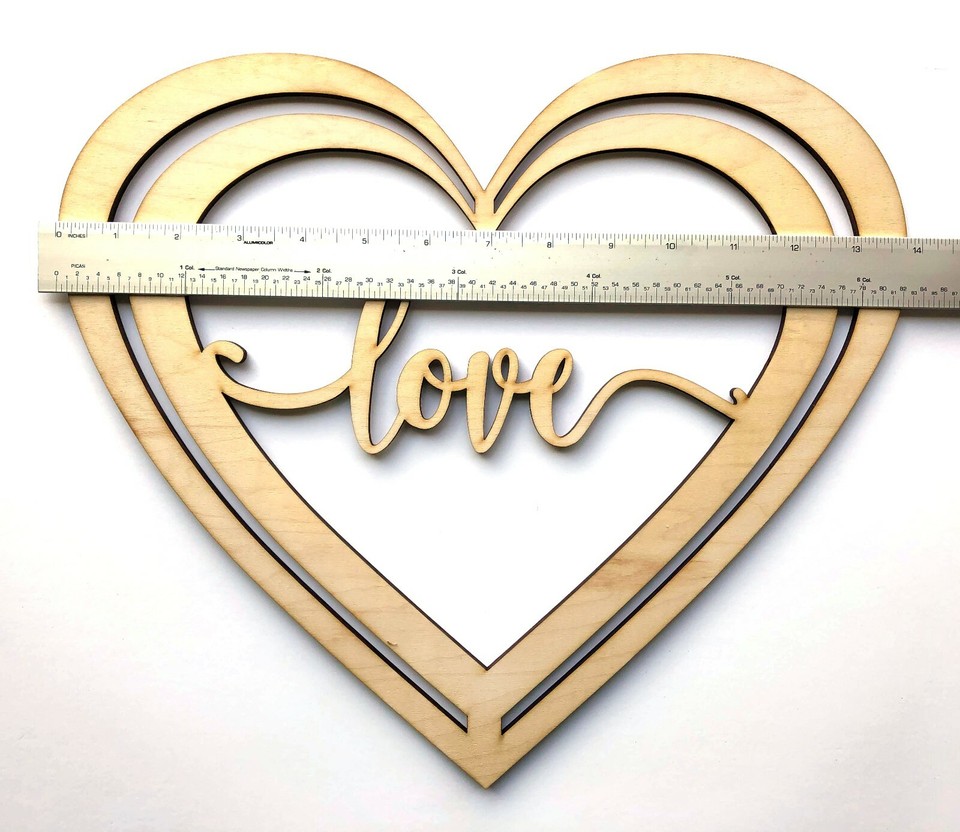Valentine's Love Wood Heart Door Sign, Front entry, Laser Cut Bedroom ...