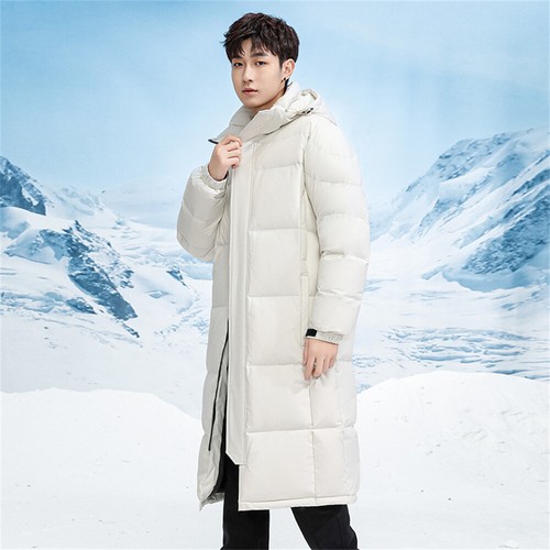 Men's Warm Winter Down Jacket Puffer Jacket Casual Zipper Knee Length ...