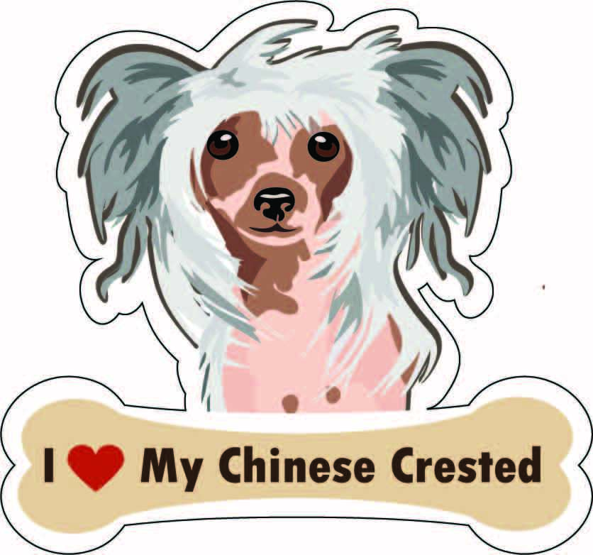 Dog Bone Sticker I Love My Chinese Crested Car Sign Puppy Decal Buy2 ...