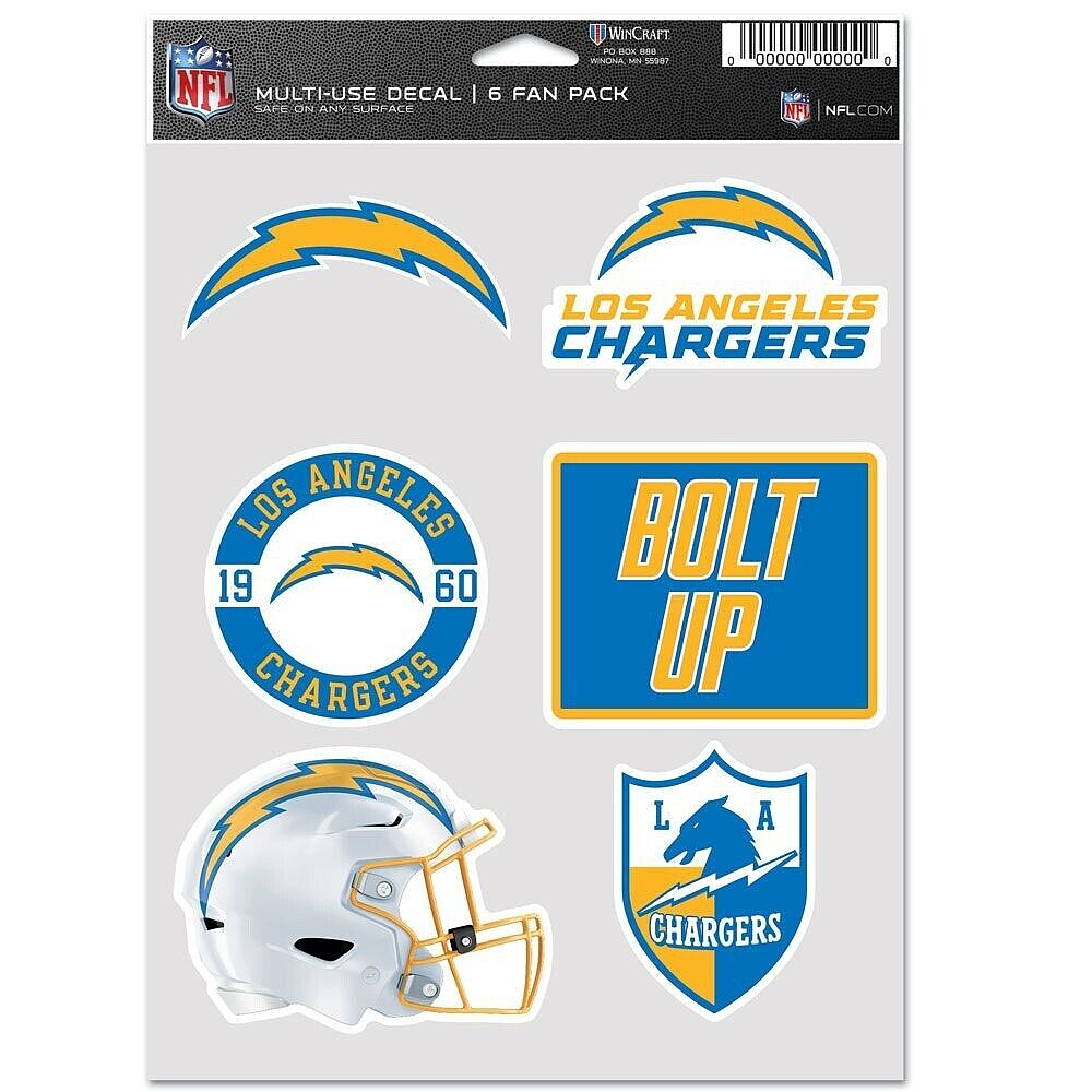 Las Angeles Chargers Multi-Use 6 Fan Pack NFL Decal Stickers *Free ...