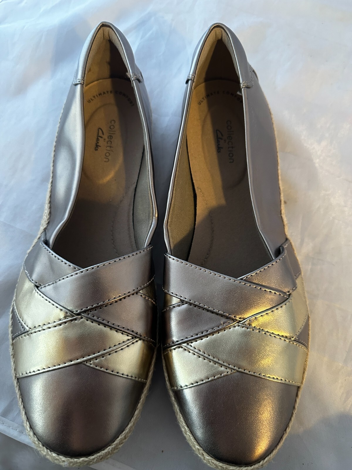 Clarks Danelly Shine Loafer Flat Slip on Sneaker, Pewter, Women Size 9. ...