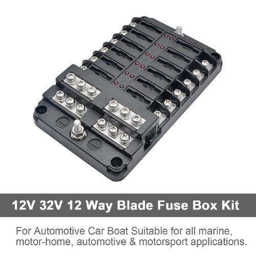 12 Way Blade Fuse Box Block Holder LED Indicator 12V 32V Circuit Car ...