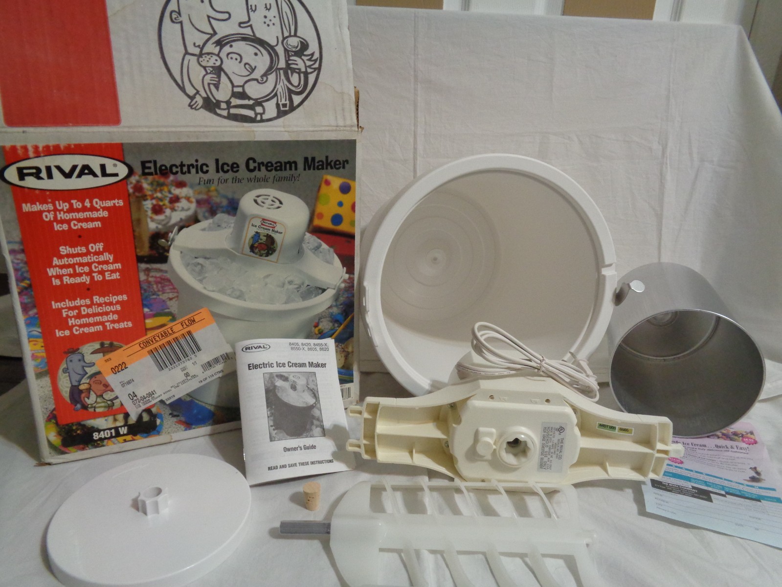 Vintage Rival Electric Ice Cream Maker Model 8401 W 4 Quarts Brand New ...