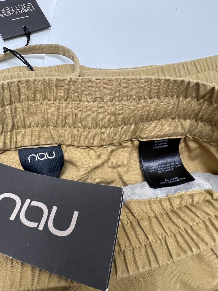 NAU Flaxible Linen Blend Tan Cropped Wide Leg Pants NWT Sz XS,M,L ...