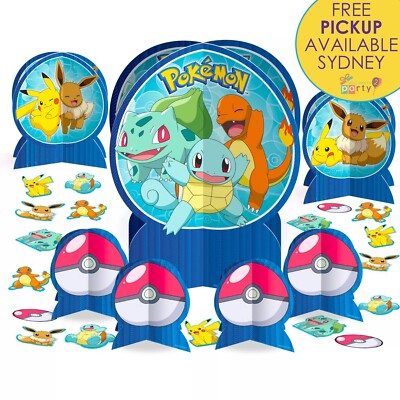 POKEMON PARTY SUPPLIES TABLE CENTREPIECE CONFETTI KIT POKEBALL PIKACHU ...