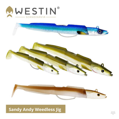 Westin Sandy Andy Weedless Jig Lures - Bass Wrasse Pollock Sandeel Sea ...