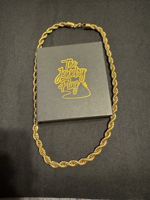 The Jewelry Plug 8mm Thick Gold Plated Rope Chain Necklace W/ Box ...