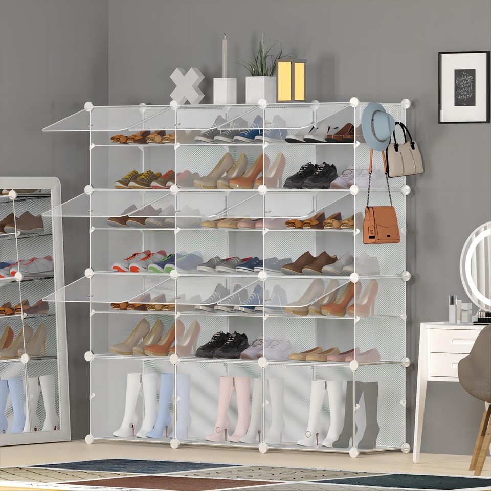 HOMIDEC Clear Shoe Organizer, 3 by 8 Tier Shoe Rack Shoe Storage ...