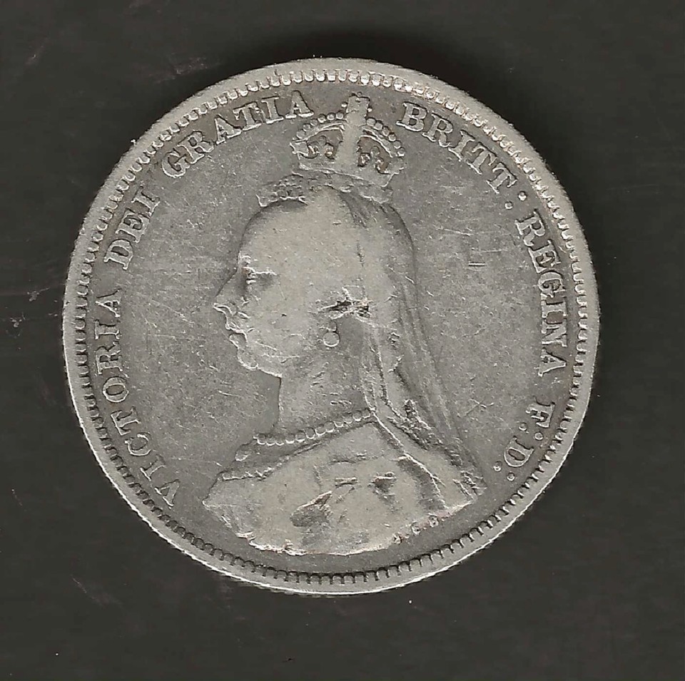 1887 One shilling - Queen Victoria - Jubilee Head - .925 Silver Coin ...